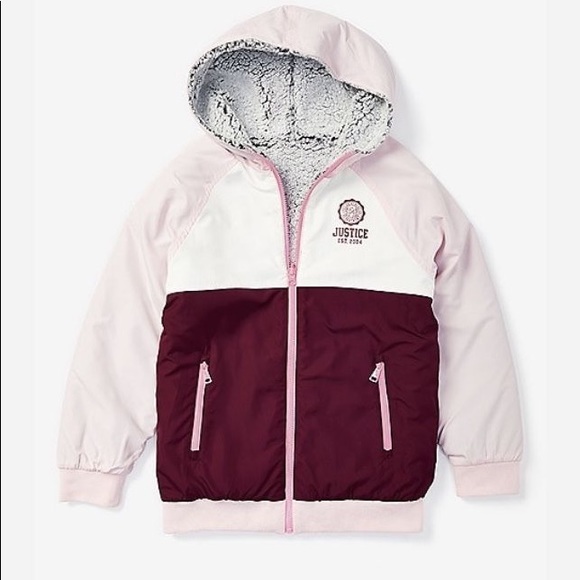 Justice | Jackets & Coats | Justice Girls Color Block Reversible Sherpa ...